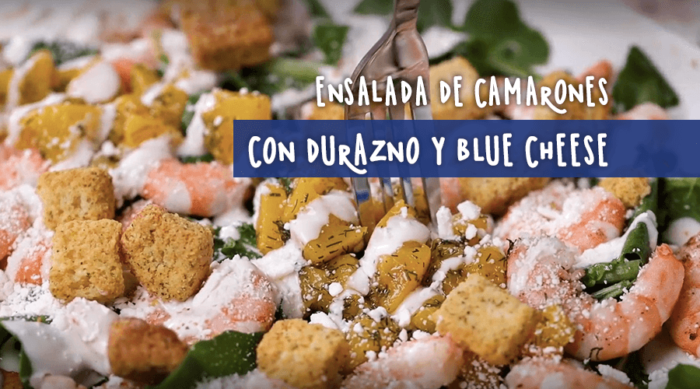 Ensalada de camarones con durazno y blue cheese : Clemente Jacques